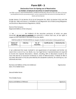 Fillable Online Form ISR 3 Declaration Form For Opting Out Of