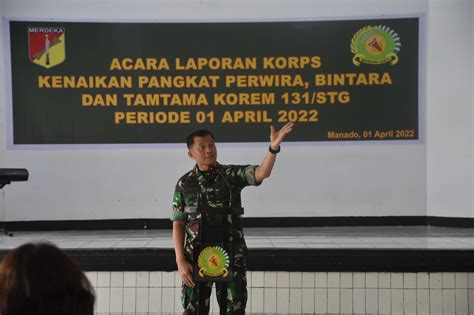 Danrem 131 Santiago Pimpin Upacara Laporan Korps Kenaikan Pangkat