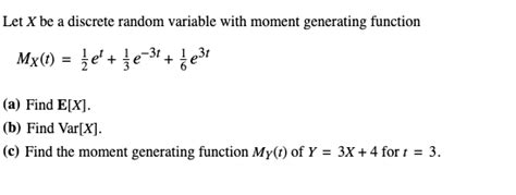 solved let x be a discrete random variable with moment