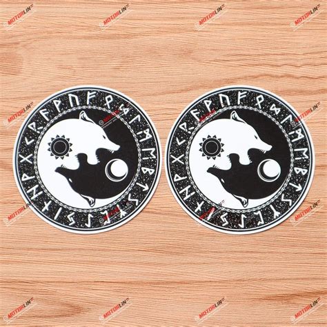 Adesivo De Vinil Viking Lobos Sol Lua Yin Yang N Rdico Odin Pacote