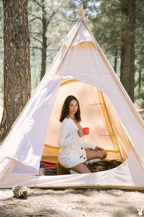 Maia Serena Tranquil Setting Naked Brunette Tent Woods Playboy 01