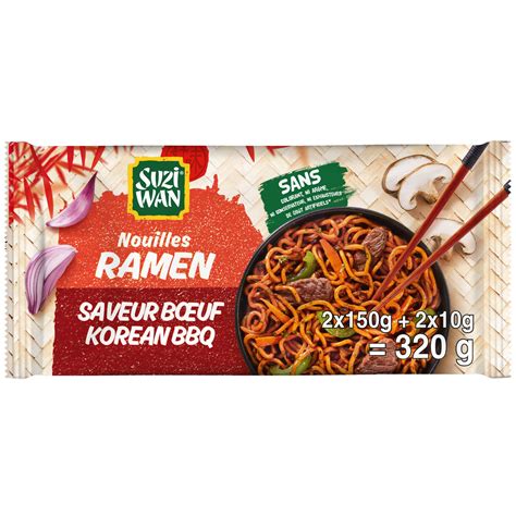 Nouilles précuites wok ramen korean BBQ SUZI WAN la boite 320g à Prix