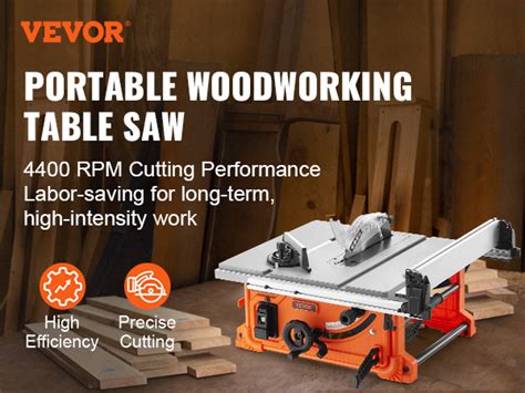 VEVOR Scie Circulaire sur Table Coupe Bois Sécurisée 625 mm 4400 tr min