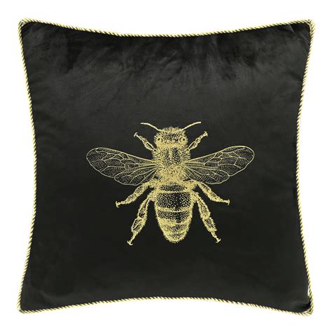 Poszewka dekoracyjna czarna z pszczołą AURE 45x45 cm Salony Agata