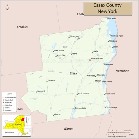 Map Of Essex County New York Where Is Located Cities Population
