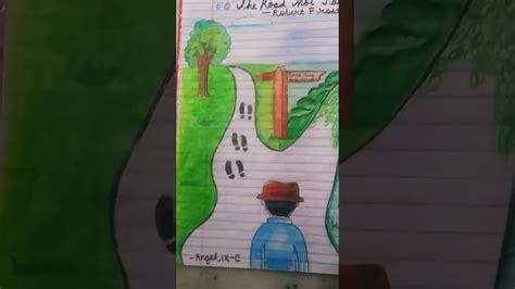 The Road Not Taken Class 9 Cover Page Drawing YouTube