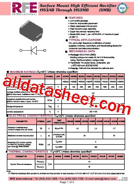 HS3BB Marking HS3BB Datasheet PDF RFE International