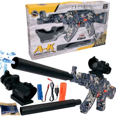 KARABIN PISTOLET AUTOMAT na KULKI WODNE ŻELOWE z celownikiem AK47 AKU