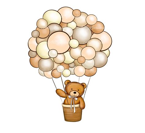 Teddy Bear Clipart Png Baby Shower Air Balloon Digital Etsy Canada