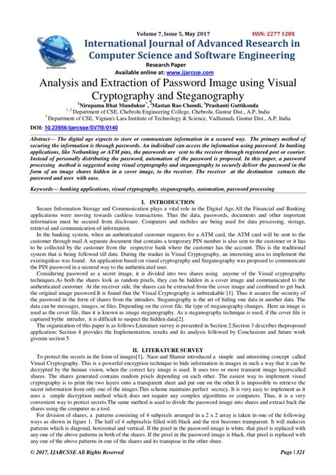 pdf analysis and extraction of password image using visual cryptography and steganography