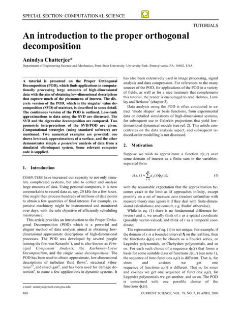 proper orthogonal decomposistion introduction