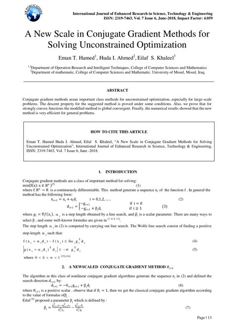 pdf a new scale in conjugate gradient methods for solving unconstrained optimization