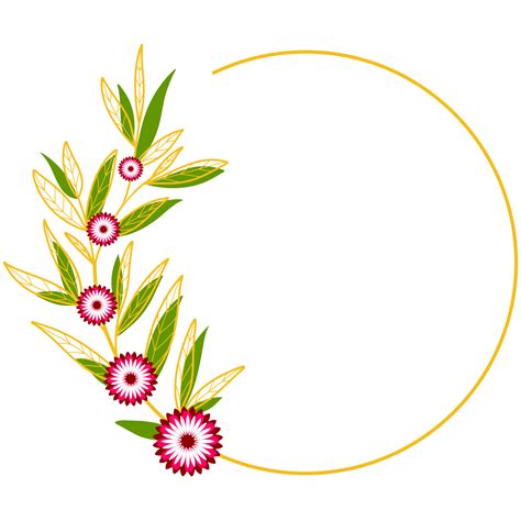 Goud Bladeren Cirkel Kader Met Roze Bloem 13078044 PNG