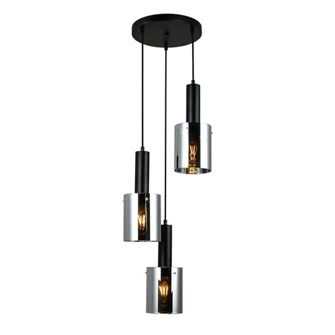 Italux Sardo lampa wisząca 3 punktowa czarna dymiony PND 5581 3A BK SG