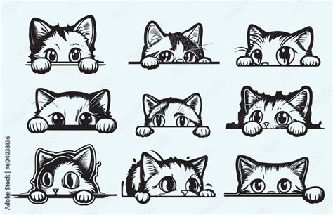 Peeking Cat Bundle Black Cat Clipart Peeking Cat Clipart Cute