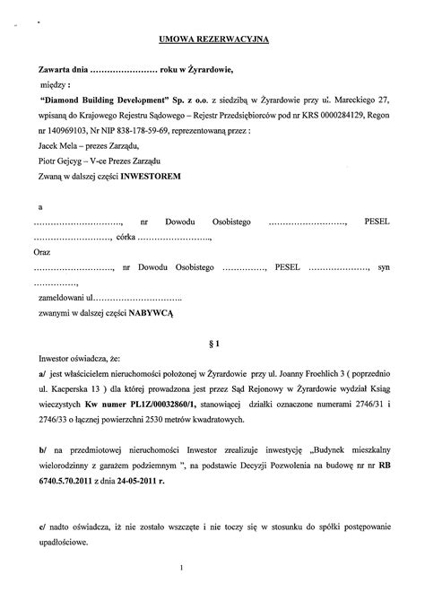 Szacunek Zasłużyć strzec umowa rezerwacyjna najmu mieszkania wzór
