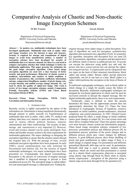 pdf comparative analysis of chaotic and non chaotic image encryption schemes