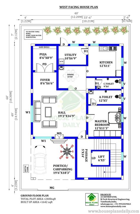 Bedroom House Plan West Face House Plans Per Vastu Duplex House