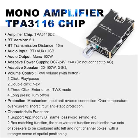 ZK 1001B Mono 100w Bluetooth Audio Amplificador Módulo de Junta con TWS