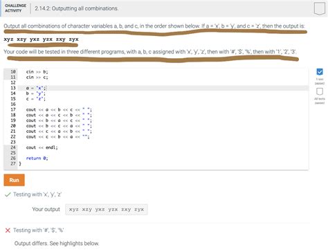 solved challenge activity 2 14 2 outputting all