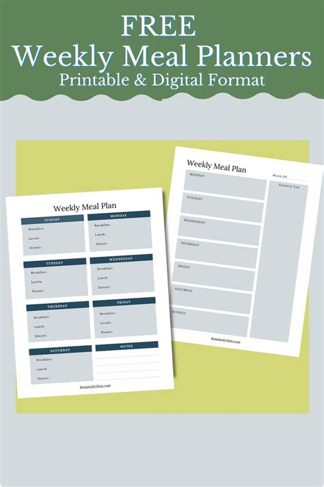 Free Printable Weekly Meal Planner With Grocery List Weekly Meal