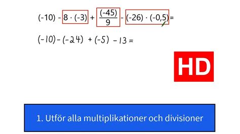 Alla räknesätt i sammansatt uppgift med negativa tal Åk 8 HD YouTube