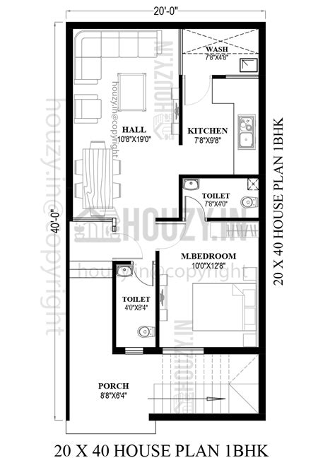 20 X 40 House Plans East Facing With Vastu 20 40 House Plan HOUZY IN