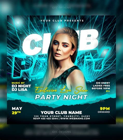 Night Club Party Flyer Template GEC Designs