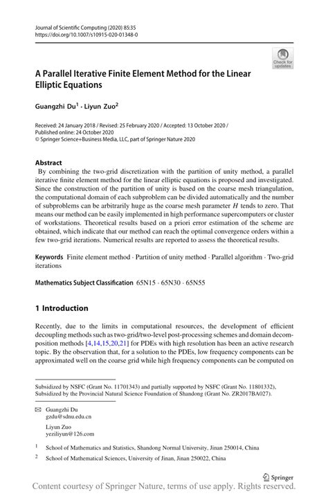 a parallel iterative finite element method for the linear elliptic equations request pdf