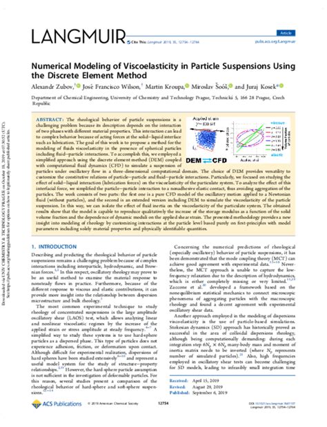pdf numerical modeling of viscoelasticity in particle suspensions using the discrete element
