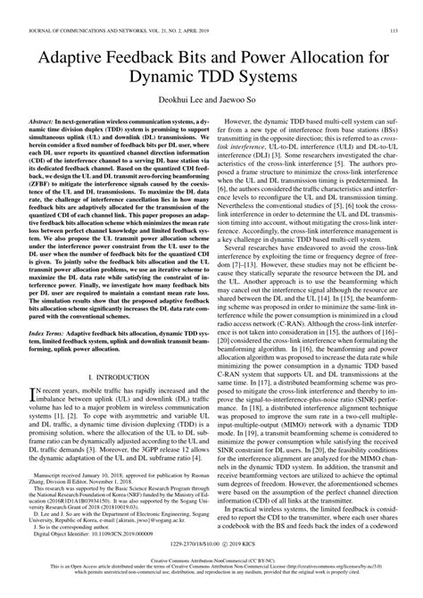 pdf adaptive feedback bits and power allocation for dynamic tdd systems