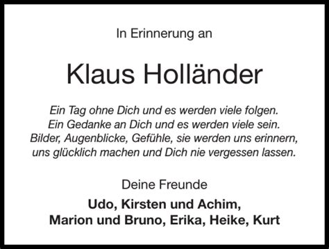 Traueranzeigen von Klaus Holländer Aachen gedenkt