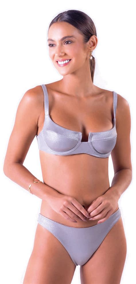 Two Piece Swimwear Lamour Silver Shimmer Brand Despi