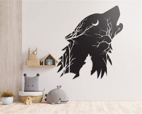 Mountain Wolf Svg Howling Wolf Silhouette Nature Scene Wolf Etsy Canada