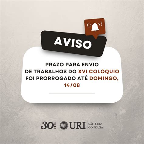 URI São Luiz Gonzaga Prorrogado o prazo para envio de trabalhos do