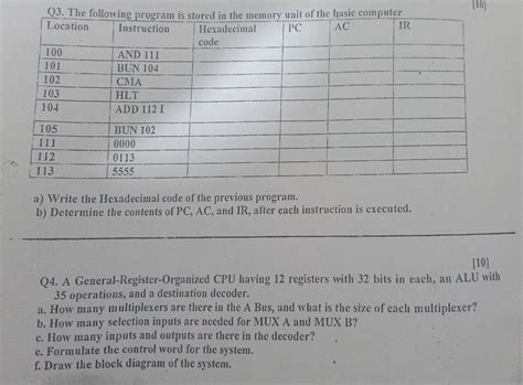 solved 10 q3 the following program is stored in the
