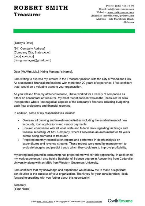 CFO Cover Letter Examples QwikResume