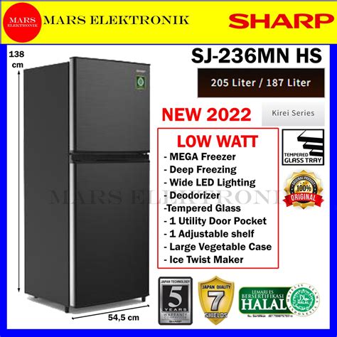 Jual KULKAS SHARP SJ 236MN HS NEW 2022 2 PINTU 205 LITER