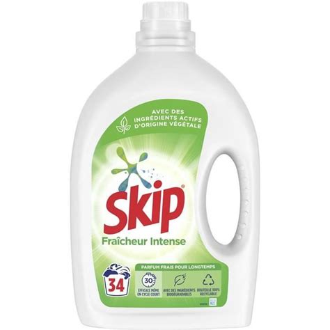 LOT DE 3 SKIP Lessive liquide Fraîcheur intense 34 Lavages 1 7L