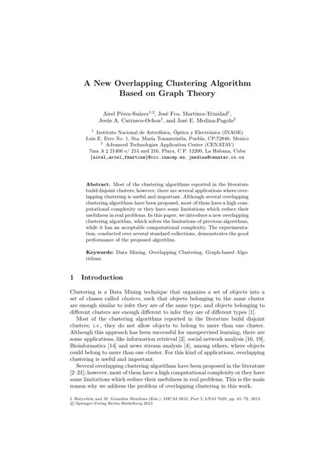 pdf a new overlapping clustering algorithm based on graph theory