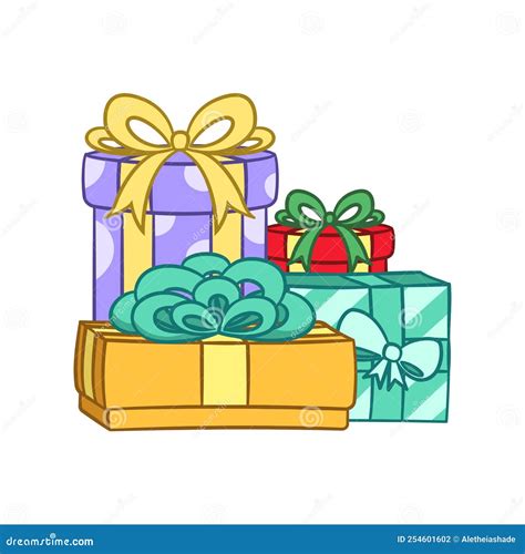 Cajas De Regalos Con Arco De Dibujos Animados Ilustraci N De Navidad O