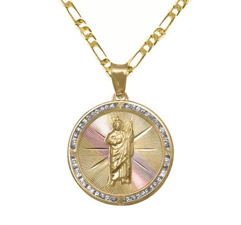 Dije Medalla San Judas Tadeo Oro Sólido 10k Cadena Regalo Cuotas