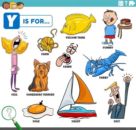 Conjunto Educativo De Personajes De Dibujos Animados Con Palabras Que