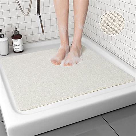 Tapis de douche carré antidérapant doux texturé en luffa 60 x 60 cm