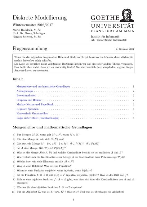 Diskrete Modellierung Theoretische Informatik