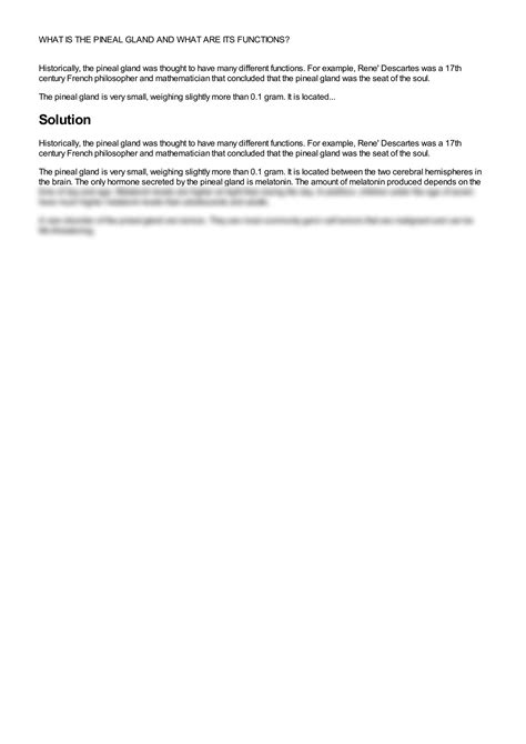 SOLUTION What Pineal Gland What Its Functions 175055 Studypool
