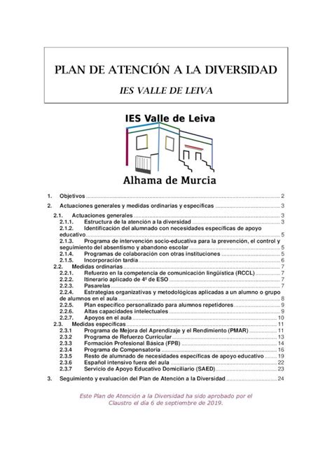 PDF PLAN DE ATENCIÓN A LA DIVERSIDAD murciaeduca es Plan de