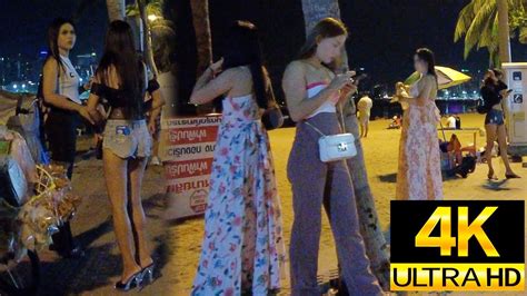 Pattaya 4K Nightlife Walk Lots Of Freelancers On Pattaya Beach Road