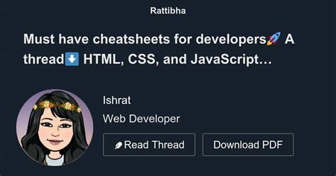 Must have cheatsheets for developers A thread المسلسل من Ishrat