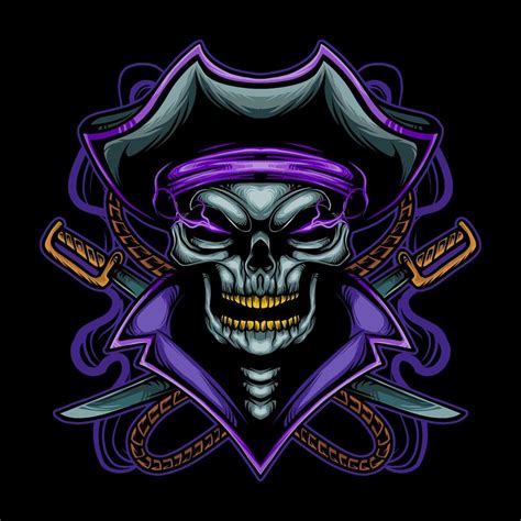 Pirates Skull Head Vector Illustration Design With Crossed Swords And
